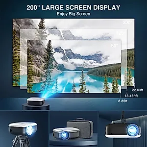 Outdoor Projector with WiFi, 1080P Full HD Supported Portable Projector 8000L Movie Projector Home Theater Compatible with TV Stick HDMI USB AV Smartphone Laptops