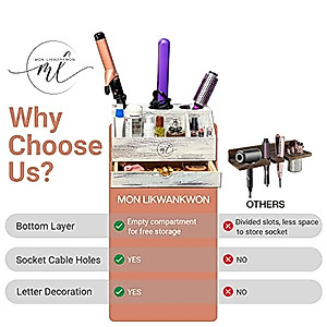 ML hair appliance organizer wall mount hair tool organizer, hair dryer holder countertop, curling iron holder wall mount, hair dryer and straightener holder, wall mount hair dryer, straightener holder