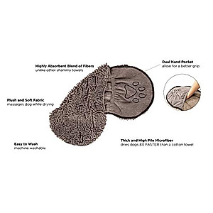 Dog Gone Smart Shammy Dog Towels For Drying Dogs - Heavy Duty Soft Microfiber Bath Towel - Super Absorbent, Quick Drying, & Machine Washable - Must Have Dog & Cat Bathing Supplies | Grey 13x31