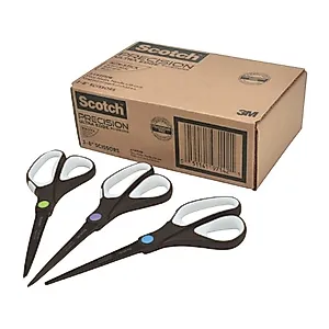 Scotch 8" Precision Ultra Edge Non-Stick Scissors, 3-Pack, Ideal for Fabric, Crafts and photos (1468-3AMZ)