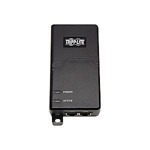 Tripp Lite Gigabit PoE+ Midspan Active Injector - IEEE 802.3at / 802.3af, 30W, 1 Port, Power Over Ethernet (NPOE-30W-1G),black
