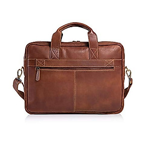 KomalC 16 Inch Leather briefcases Laptop Messenger Bags for Men and Women Best Office School College Satchel Bag