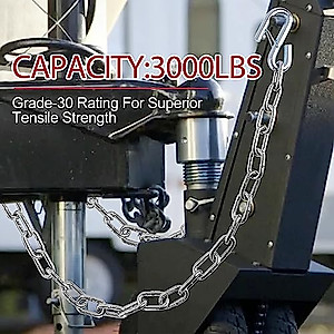 NBJINGYI 3/16" X 48" Trailer Safety Chain with Spring Clips Grade 30 with 2 S Hook 2PCS