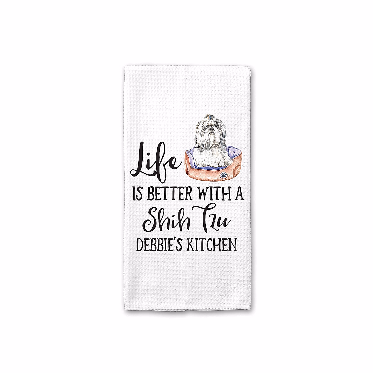 CANARY ROAD Life is Better With a Shih Tzu Kitchen Towel, Personalized Shih Tzu Tea Towel, Shih Tzu Owner, Dog Hand Towel, Dog Lover Gift, Shih Tzu Decor