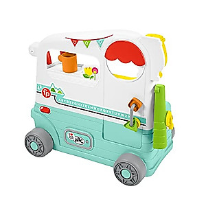 Fisher-Price HCK56​​ Laugh & Learn 3-in-1 On-The-Go Camper - UK English Edition, Musical Push-Along Walker and Activity Center for Infants and Toddlers, Multicolor, 52.8 cm*34.5 cm*50.4 cm