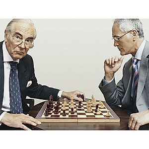 AMEROUS Chess Set, 15"x15" Folding Magnetic Wooden Standard Chess Game Board Set with Wooden Crafted Pieces and Chessmen Storage Slots