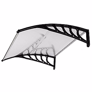 Outvita Window Awning Door Canopy 40"x40", Polycarbonate Cover Front Door Outdoor Patio Awning Canopy UV Rain Snow Sunlight Protection Hollow Sheet, Clear Board & Black Bracket