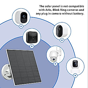 Solar Panel for Wireless Outdoor Security Camera, 5W Waterproof Solar Panels Compatible with Rechargeable Battery Security Camera, 9.8ft Charging Cable, Adjustable Wall Mount, Pack of 2