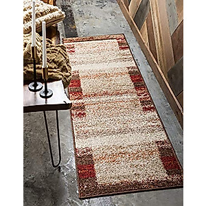 Unique Loom Autumn Collection Modern Contemporary Casual Abstract Area Rug, 2' x 6' 1" Runner, Beige/Brown