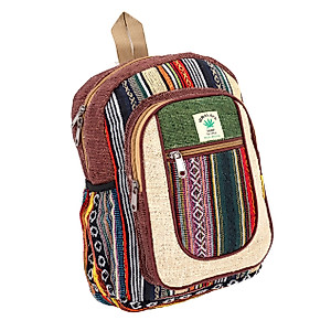 Unique design Himalaya Hemp Hippie Backpack Festival Backpack Hiking Backpack FAIR TRADE Handmade with Love. (BROWN)