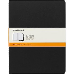 Moleskine Cahier Journal, Soft Cover, XXL (8.5" x 11") Ruled/Lined, Black, 120 Pages (Set of 3)