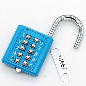MIONI 10 Position Button Combination Padlock, 5 Position Locking Mechanism, bluexi15:18