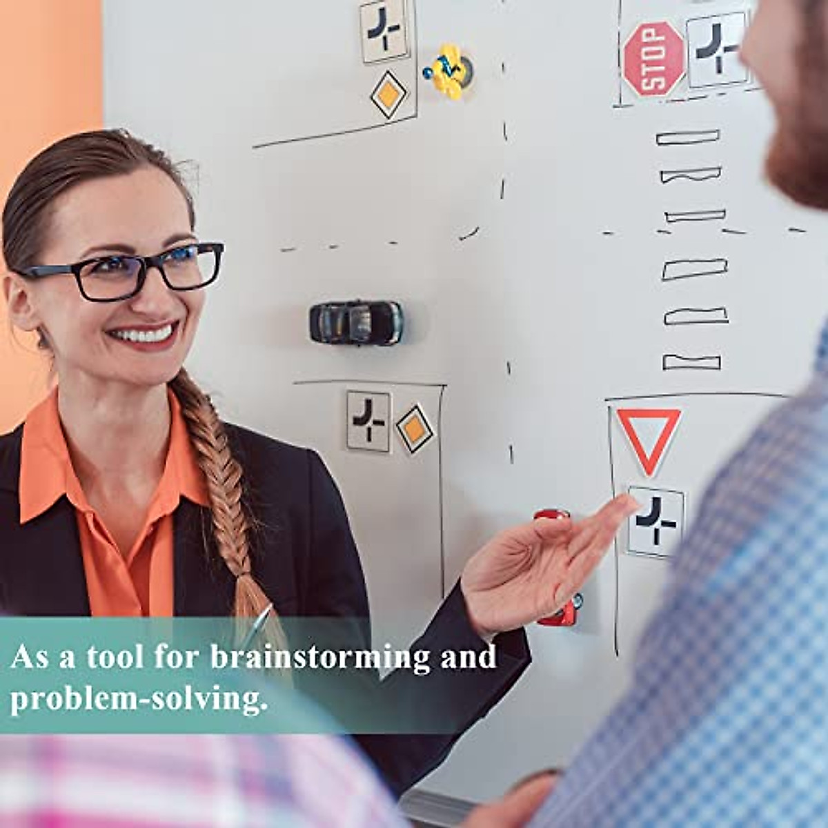 Warasee Magnetic Dry Erase Whiteboard Paper, 24" x 36" Self Adhesive Whiteboard for Wall, Easy to Write and Clean Dry Erase Board for Kids, Office, Home, with Marker, Magnetic Eraser and Magnets