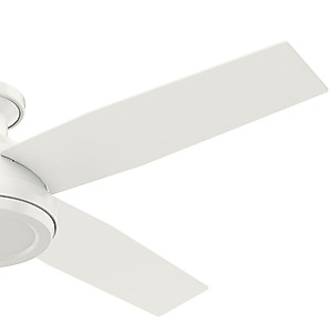 Hunter Fan 52 inch Contemporary Low Profile No Light Fresh White Ceiling Fan with Remote Control (Renewed)
