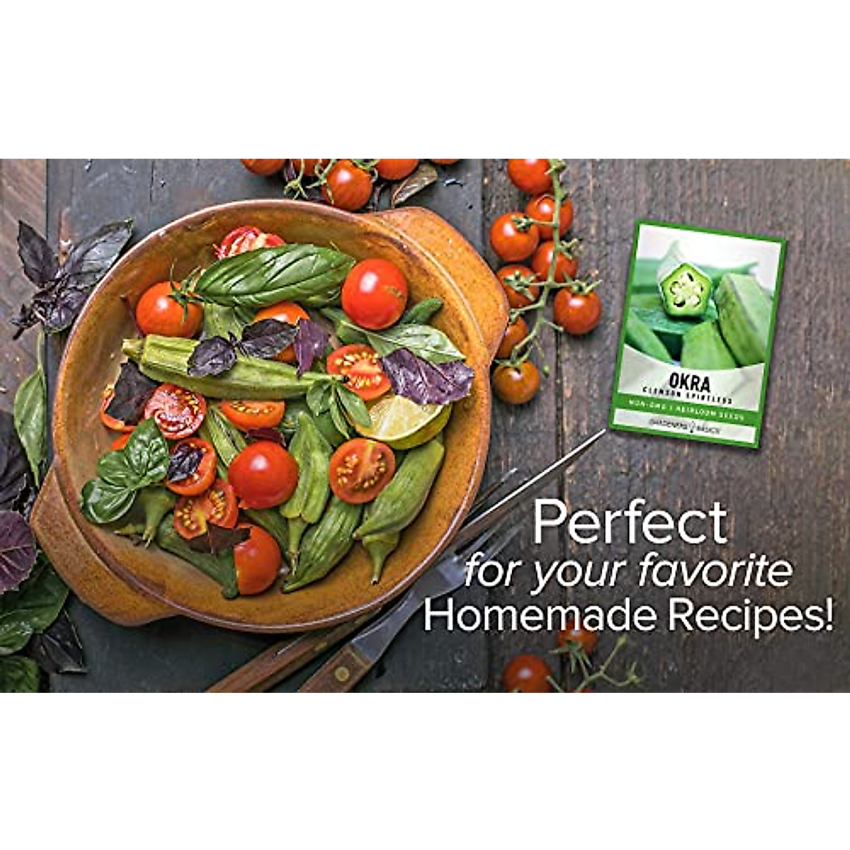 Okra Seeds for Planting - Clemson Spinless Heirloom, Non-GMO Vegetable Variety- 3 Grams Seeds Great for Summer Gardens by Gardeners Basics