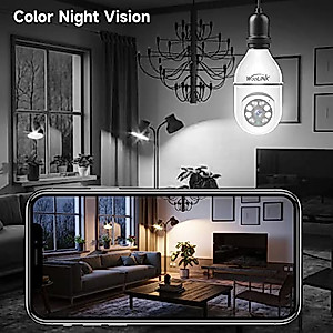 WOOLINK 2PCS Light Bulb Security Camera, 3MP Light Bulb Camera, 2.4Ghz Wireless WiFi Light Socket Security Camera with Motion Detection and Alerts, 2-Way Audio,Color Night Vision
