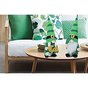 2packs St. Patrick's Day Gnome Decorations, Handmade Standing Tomte Gnome Plush Decor for Gift,Green Shamrock Irish Gnome Elf Scandinavian Ornaments, Patrick's Day Home Decor, Party Supplies Gift