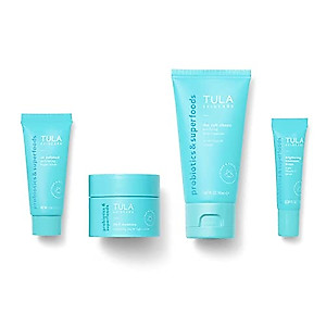 Tula Skin Care On the Go Best Sellers Travel Kit | Facial Cleanser, Day & Night Moisturizer, Sugar Scrub & Vitamin C Serum for Glowing, Radiant Skin, 1.0 Count