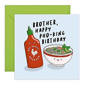 Central 23 - Funny Birthday Card for Brother - 'Brother, Happy Pho-King Birthday' - Fun Brother Birthday Cards - Ideal Birthday Card for Him - Comes with Fun Stickers