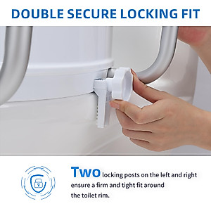 Toilet Seat Riser with Handles, 4'' Raised Toilet Seat for Seniors with TPR Padded and Aluminum Arms, Toilet Safety Riser for Standard Commode (Blue)