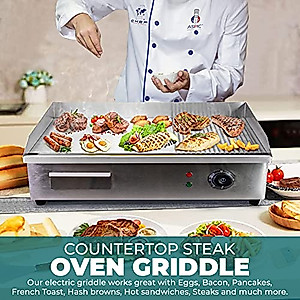 WYZworks Commercial Electric Indoor Grill Countertop Steak Oven Griddle Plancha Adjustable Chef Thermostatic Control Hot Plate 110V