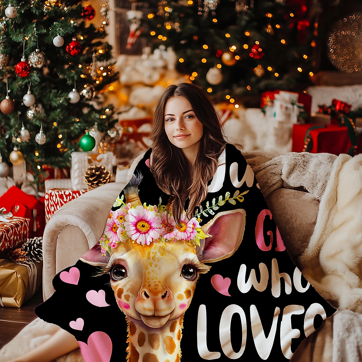 Mokukenren Just A Girl Who Loves Giraffes Blanket Lightweight Cozy Flannel Fleece Throw Blanket Best Gift Home Decor for Bed Couch Outdoor Camping 50"x40" S for Kids