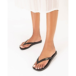 Melissa Sun Long Beach Flip Flops for Women - Stylish and Comfortable Slip-Resistant Vegan Slip-On Thong Sandals, Black, 6