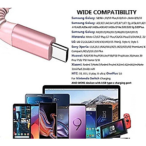 Type C Charging Cable 3A Fast Charge USB C Cable【2Pack 6FT】C Cord Phone Charger Fast Charging Cord for Samsung Galaxy S10 S9 S8 Note 8 A11 A01 A20 A21 A12 A10e A50 A51 S20 S21,LG K51 Stylo 4 5 6,Moto.
