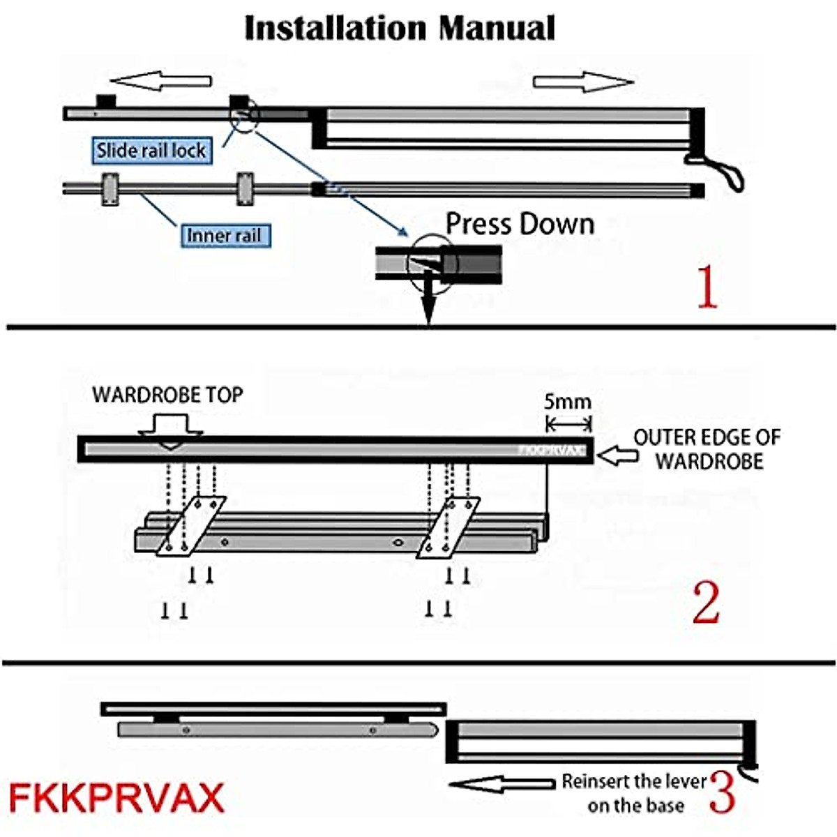 Clothes Hanger Rod Telescopic Pull-out Type 30-80 Cm, Wardrobe Hanger Hanging Rod Household Trousers Rod Aluminum Alloy Clothes Rail Slide Rail (Size : 800mm/31.5inch)