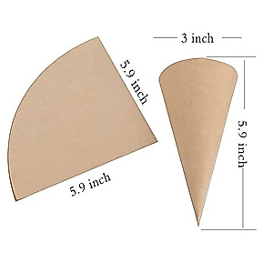 100 Pcs Kraft Paper Confetti Cones - Wedding Confetti Toss Cones Fill Rose Petals Lavender Or Candy Wraps (Sector)