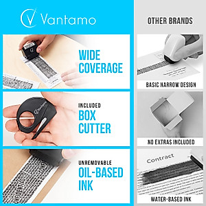 Wide Confidential Roller Stamp - Identity Protection Roller Stamps with Box Cutter and E-Book, Identity Theft Stamp, Confidential Stamp Roller for Privacy Protection Security Stamp Roller Kit - Black