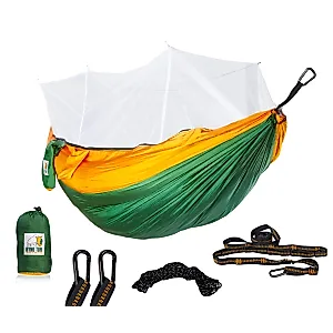 Ryno Tuff X-Large 2 Person Camping Hammock with Mosquito Net - Compact Double Hammock with Bug Net, Pocket, Tree Straps & Heavy Duty Carabiners - Parachute Grade Nylon Can Hold Over 600lbs of Weight