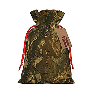 Drawstrings Christmas Gift Bags Outdoor-Hunting-Nature-Print Presents Wrapping Bags Xmas Gift Wrapping Sacks Pouches Medium