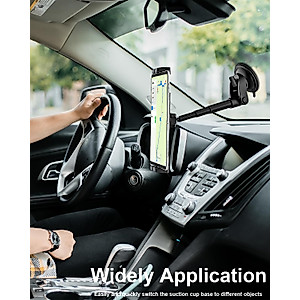 woleyi Dashboard Car Tablet Mount, Telescopic Tube Suction Cup Car Tablet Holder, Compatible with iPad Pro/Air/Mini, Galaxy Tab/Z Fold, Fire HD, Surface, iPhone, More 4.7-13" Cell Phones and Tablets