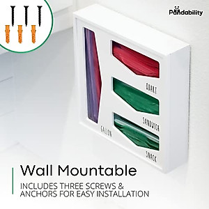 Pandability Premium Storage Bag Organizer for Drawer – Kitchen Organization – Food Storage Container - Compatible with Ziplock Bags, Snack Bags & Gallon Bags – Bamboo w/ Farmhouse Font - White