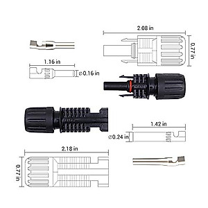 RENOGY Pair Male/ Female Solar Panel Cable Connectors Double Seal Rings for Better Waterproof Effect