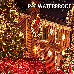 Dazzle Bright 2 Pack 200 LED 66 FT Warm White Christmas Solar String Outdoor Lights, Solar Powered with 8 Modes Waterproof Fairy Lights for Bedroom Patio Garden Tree Party Yard Decoration