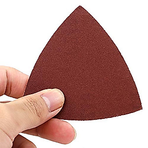 Coceca 100pcs Triangle Sanding Pads Sandpaper Hook and Loop Sanding Sheet for Wood Fit 3-1/8 Inches Oscillating Multi Tool, 40/60/80120/180/240 Grit
