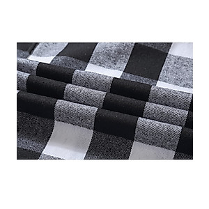 ZITY Flannel Plaid Shirt for Men Regular Fit Long Sleeve Casual Button Down Shirts Black White Gray X-Large