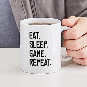 CafePress Eat Sleep Game Repeat Mugs Ceramic Coffee Mug, Tea Cup 11 oz