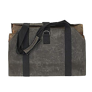 Elezay Log Carrier Waxed Canvas Bag Wood Holders Fireplace Stove Accessories