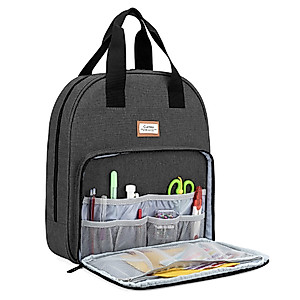 CURMIO Embroidery Bag, Portable Embroidery Project Storage for Embroidery Hoops, Floss, and Cross Stitch Supplies, Bag ONLY, Black (Patented Design)