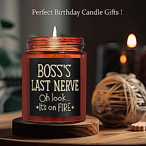 Briojoy Gifts for Boss - Boss's Last Nerve Candle - Best Boss Candle Gifts for Women Men - Relaxing Gift for Her Him - Funny Birthday Gifts for Coworker Female Boss Lady - Natural Soy Candle for Home