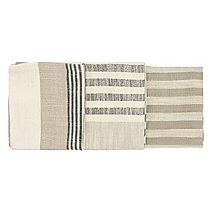Creative Co-Op Tan & Grey Striped Cotton Tea Towels (Set of 3 Pieces)