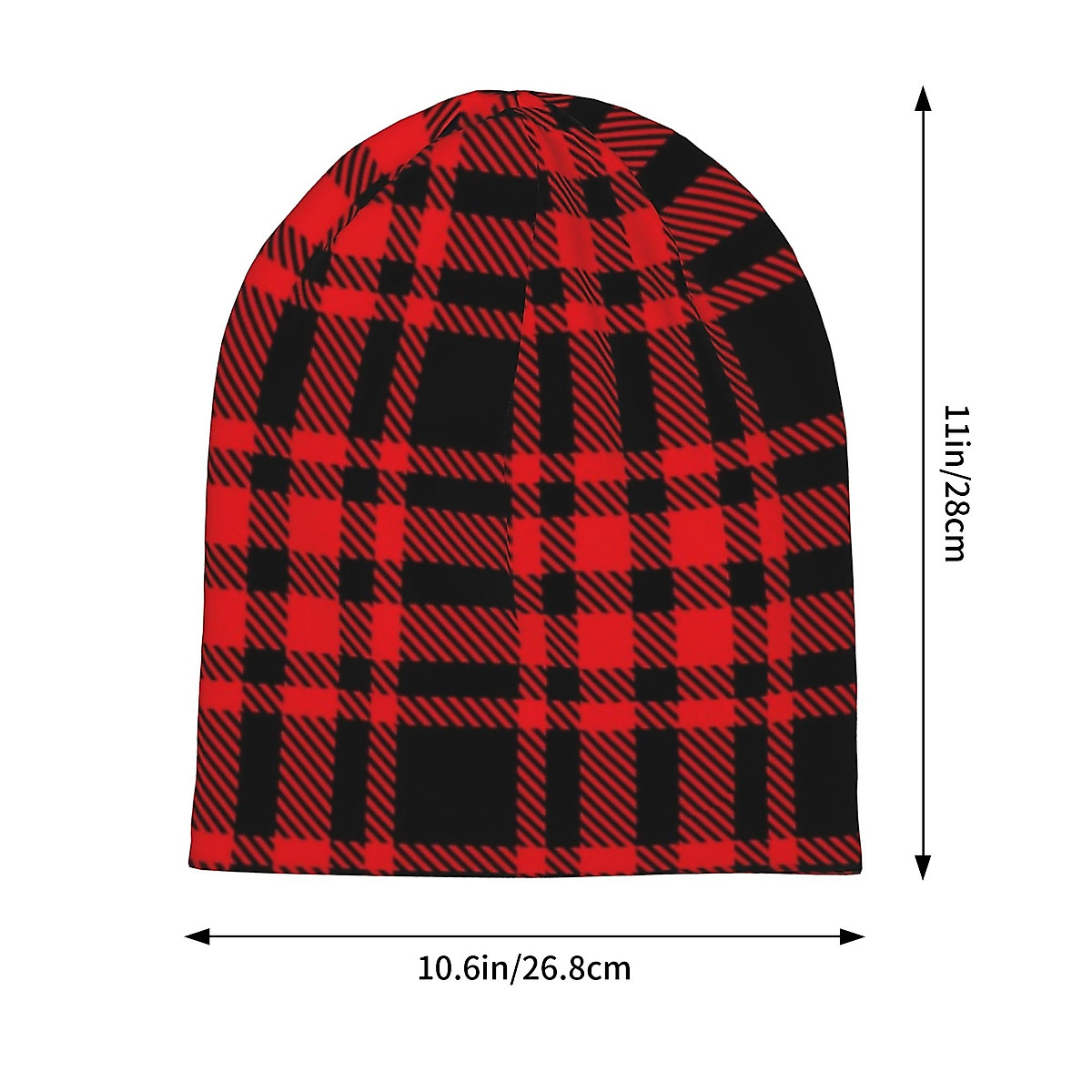 Beanie Hat for Men Women, Soft Cool Winter Warm Thermal Trendy for Tartan Plaid Red Cap for Cold Weather Hiking Running Skiing Outdoor Indoor Sports