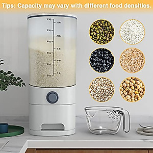 Tomus-UNI 26.5 Lbs Rice Dispenser, Large Sealed Integrated Grain Container Storage with Measuring Cup, Food Dispenser Kitchen Organization for Rice, Beans, Small Dry Food