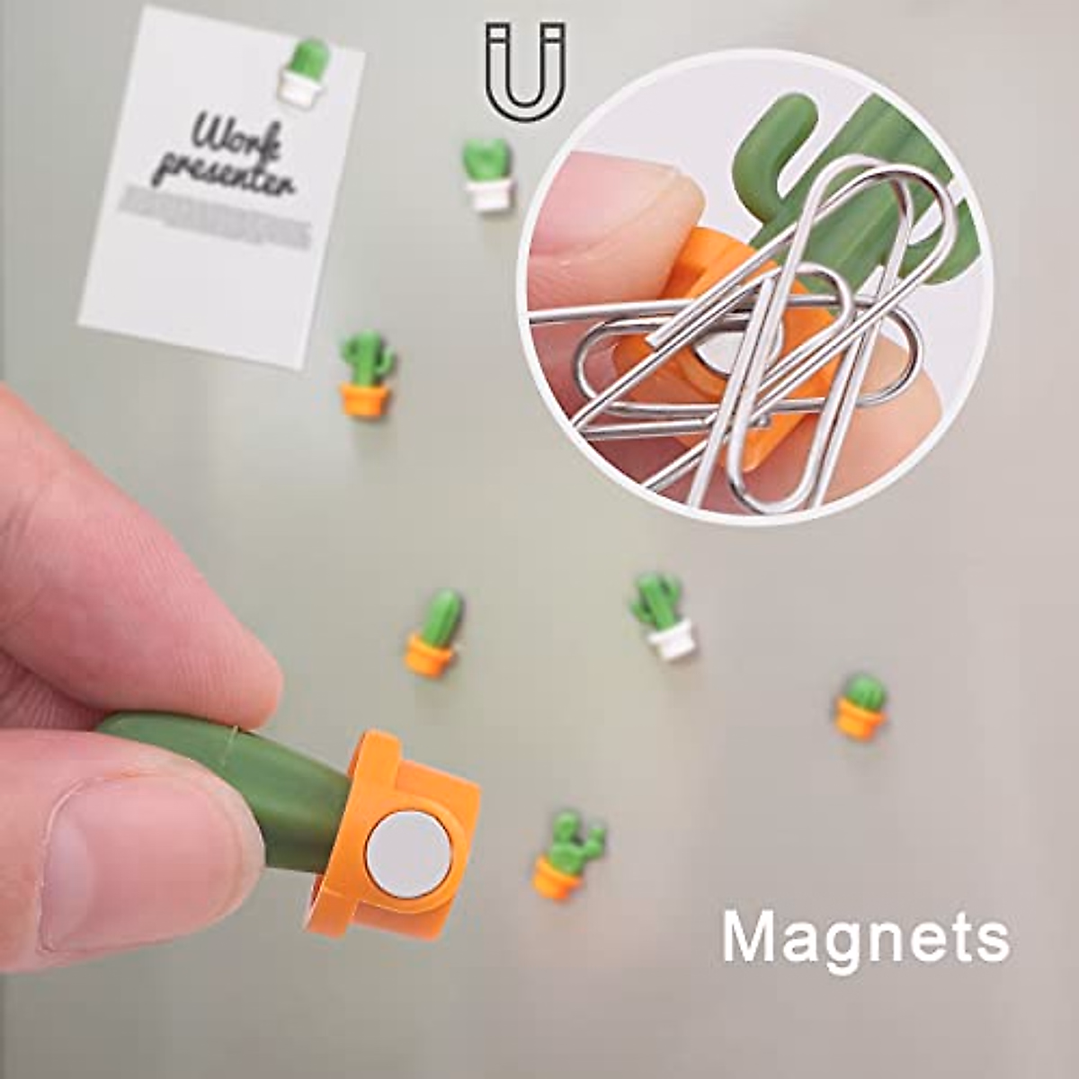 HAUTOCO Decorative Refrigerator Magnets Fridge Magnets, 12Pcs Mini Plant Fridge Magnet Cactus Whiteboard Magnets Locker Accessories Push Pin Magnets for Magnet Boards Fridge School Home Office Decor