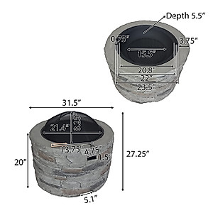 Christopher Knight Home Dione Outdoor 32" Wood Burning Light-Weight Concrete Round Fire Pit, Grey