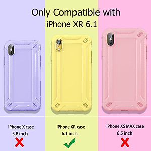COOLQO Compatible for iPhone XR Case,[2 x Tempered Glass Screen Protector] [Non-Slip] [10 FT Military Grade Drop Protection] 360 Full Body Silicone Shockproof Protective Phone Cover, 6.1 inch, Yellow
