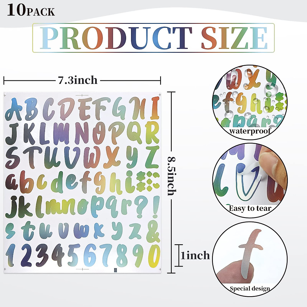 Letter Stickers, 10 Sheets Vinyl Alphabet Stickers Stick On Letters, Self Adhesive DIY Budget Binder Labels Cash Envelope Stickers, Number Sticker for Money Saving Binder, Sign, Notebook, Cards
